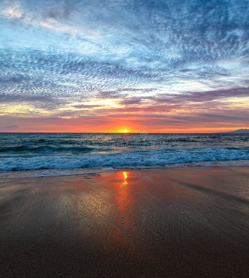 Sunset Beach Beautiful Ocean Nature Landscape Vertical Stock Image ...