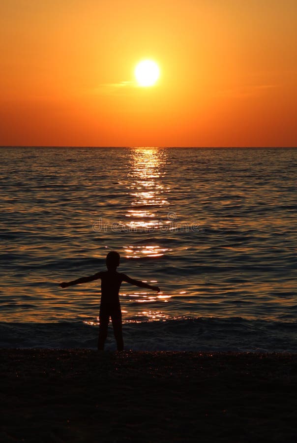Sunset on the beach stock image. Image of vacation, orange - 42545269