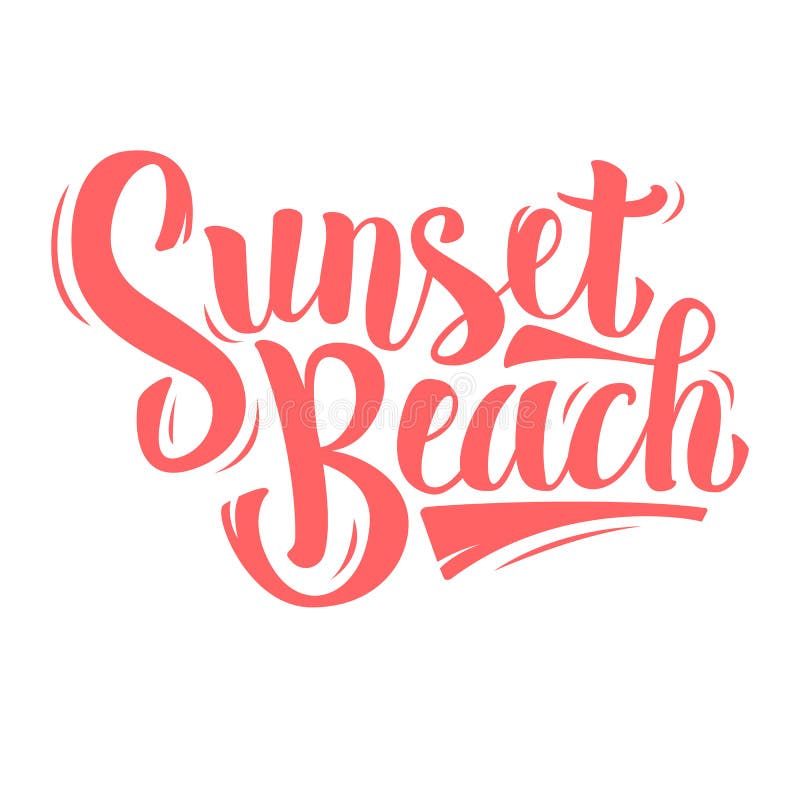 Sunset Beach Brush Script Lettering on a White Background. Type Stock ...