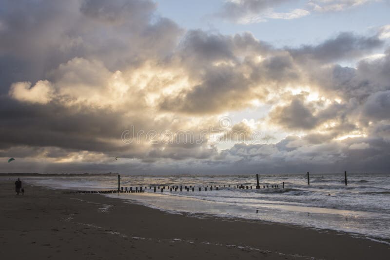 Sunset on the Beach of Cadzand Stock Image - Image of cadzand, summer ...