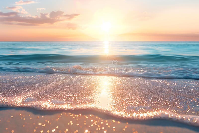 Sunset Beach with a Clear Blue Ocean Background, High Quality, High ...