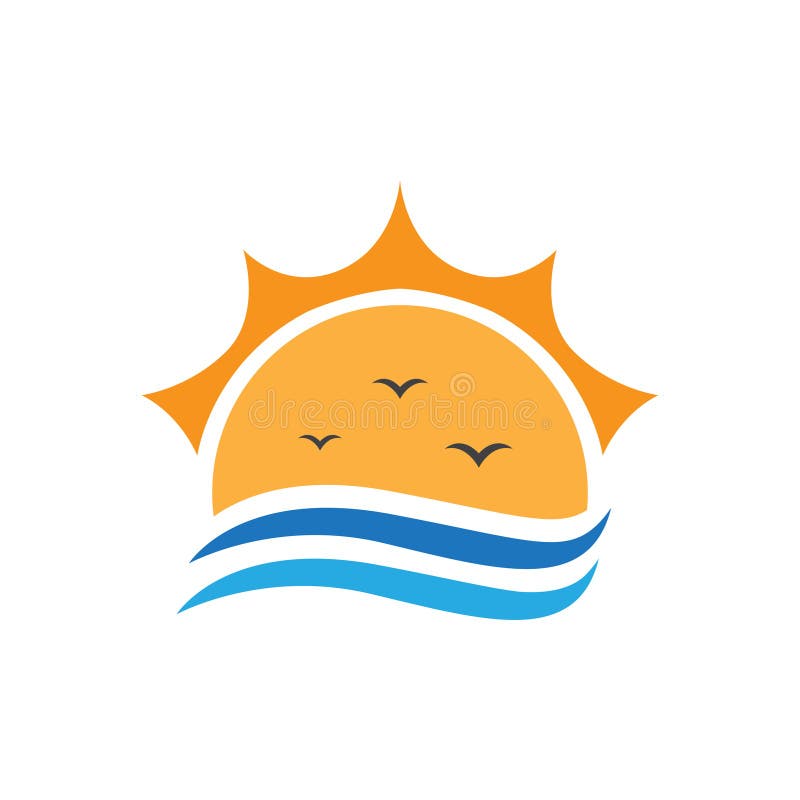 Sunset Beach Colorful Modern Logo Design Vector Stock Vector ...