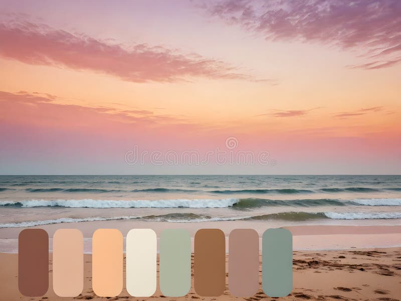 Sunset on the Beach Colorful Palette of Different Colors Stock ...