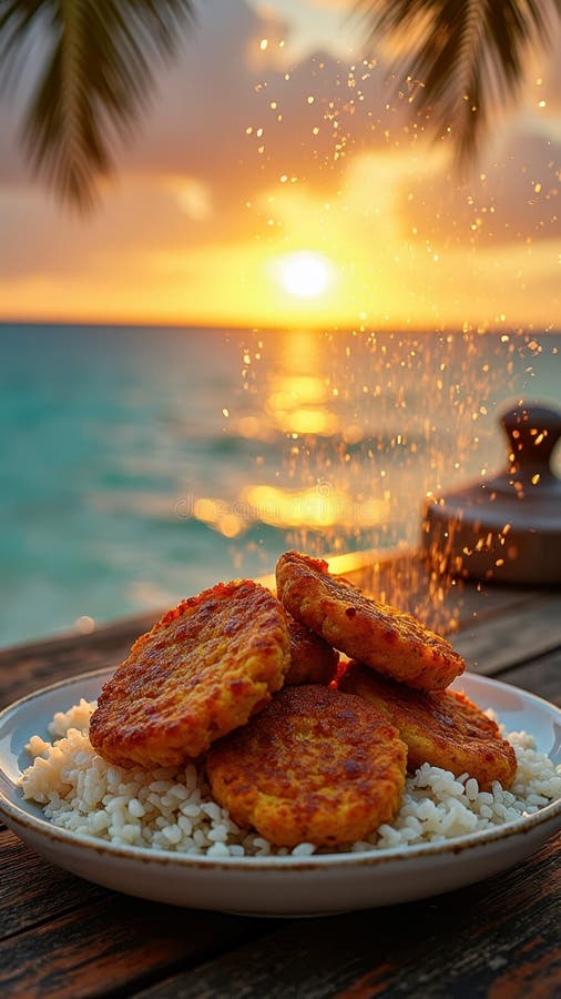 Sunset Beach Delicious Rice Fish Cakes Stock Photos - Free & Royalty ...