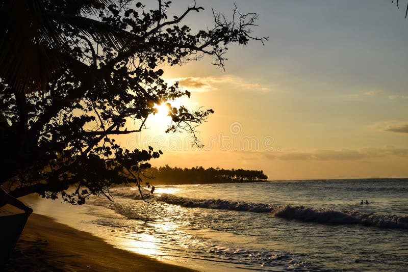 Sunset at beach stock photo. Image of blue, dominican - 96251626