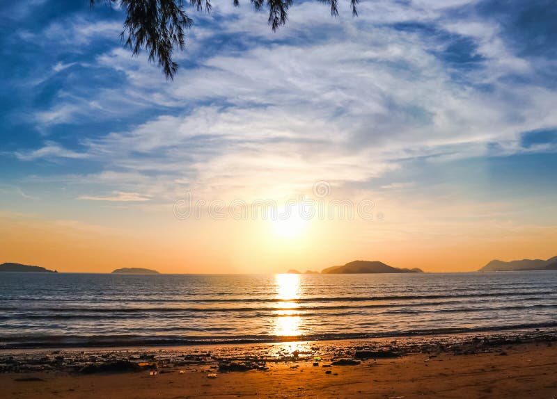 Sunset on the beach stock image. Image of coast, beauty - 159994973