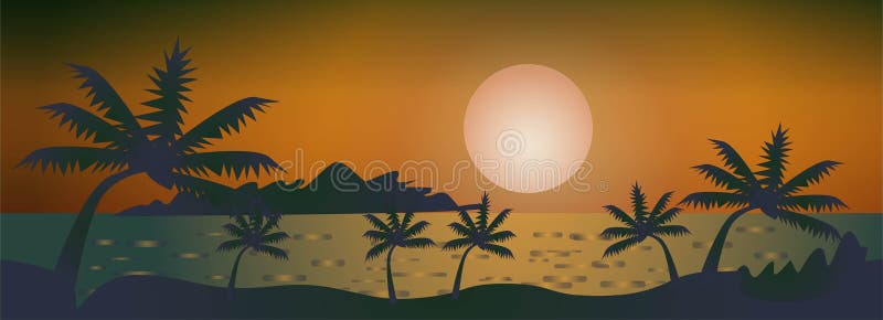 Sunset Beach Game Background Vector Illustration Stock Vector ...