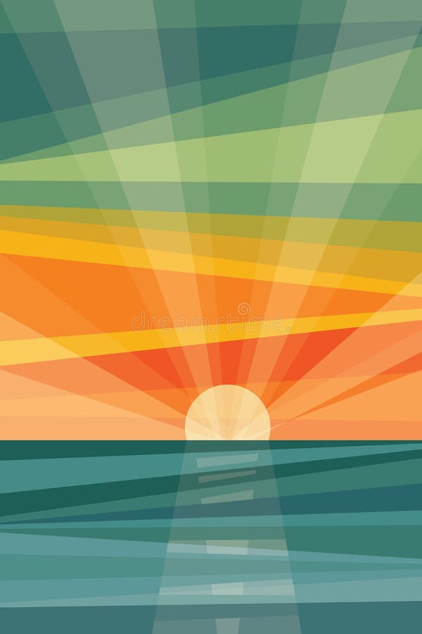 Sunset on Beach. Geometric Abstract Stock Vector - Illustration of ...
