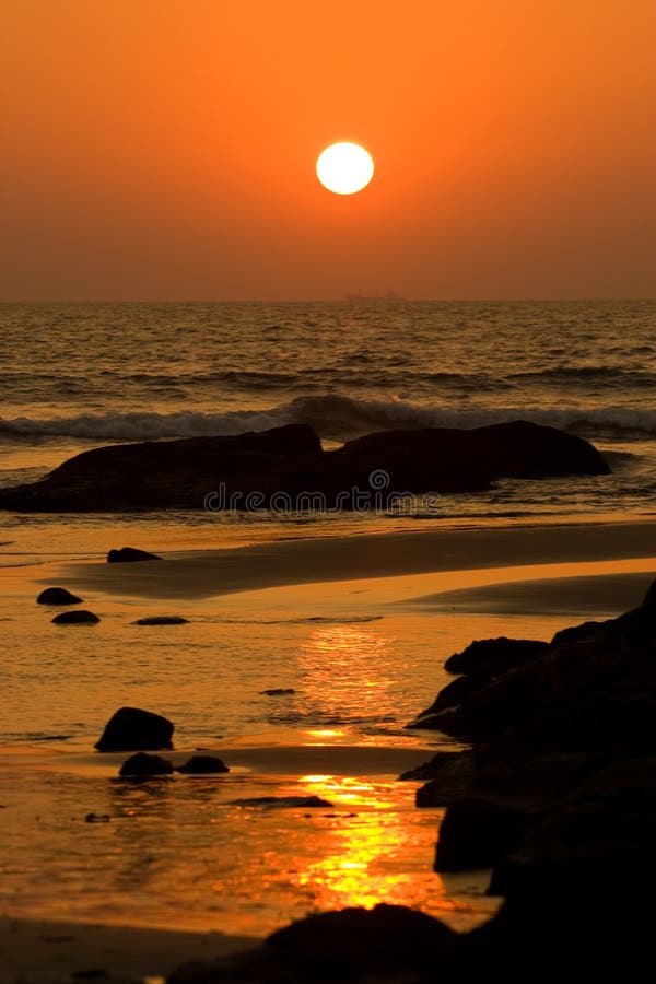Sunset in the Goa Beach stock image. Image of southgoa - 151047719