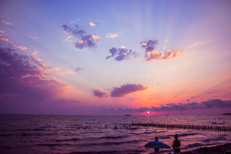 Sunset on beach stock image. Image of blue, georgian - 57931143