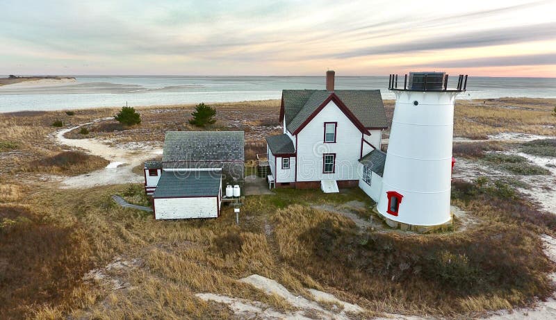 Cape Cod Lighthouse on Sandy Neck Stock Photo - Image of cape ...