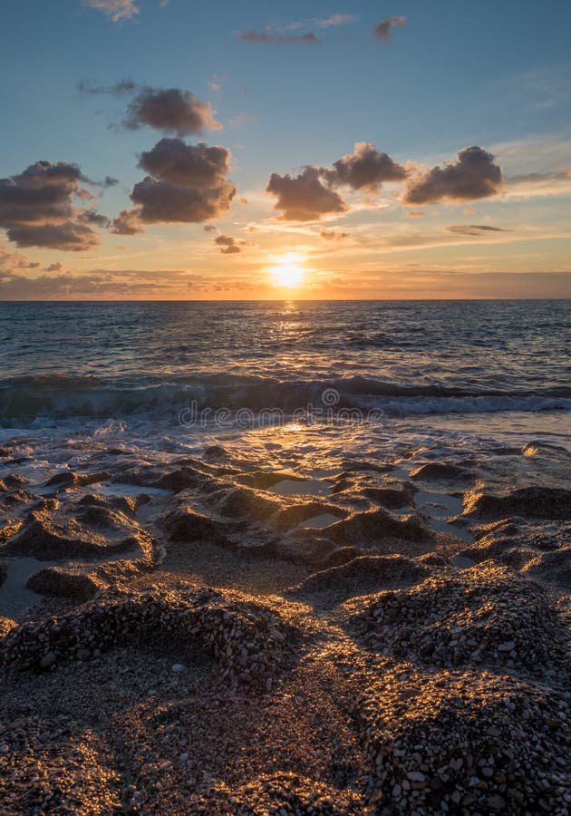 Sunset at the Beach in Greece Stock Image - Image of island, high ...