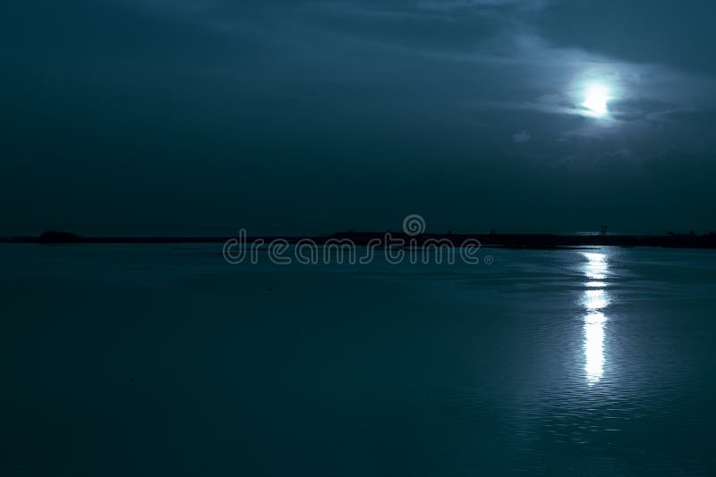 Bluish Night Scene on the Beach Stock Photo - Image of natural, dusk ...