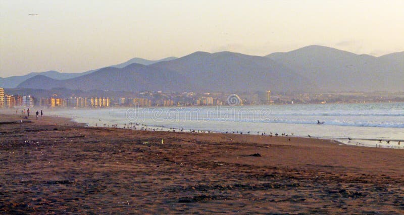 Sunset on the Beach of La Serena, Chile Stock Image - Image of water ...