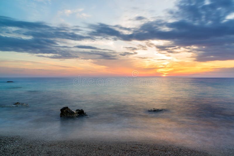 Sunset at the Beach in Lefkada Stock Image - Image of nature, color ...