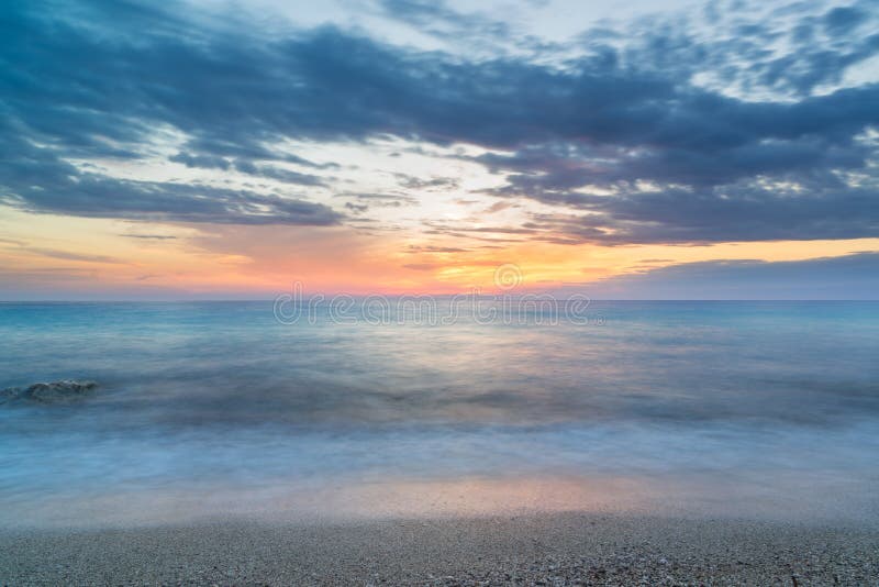 Sunset at the Beach in Lefkada Stock Photo - Image of lake, reflection ...