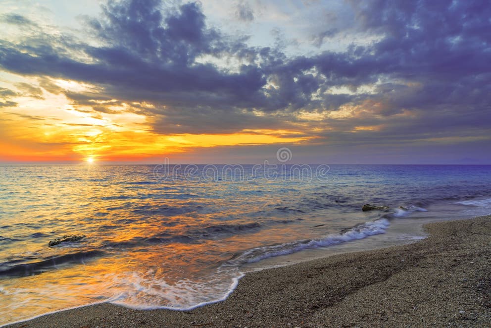 Sunset at the Beach in Lefkada Stock Image - Image of daylight ...