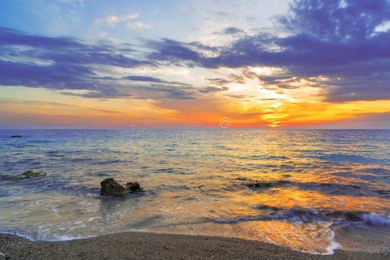 Sunset at the Beach in Lefkada Stock Image - Image of horizon, daylight ...