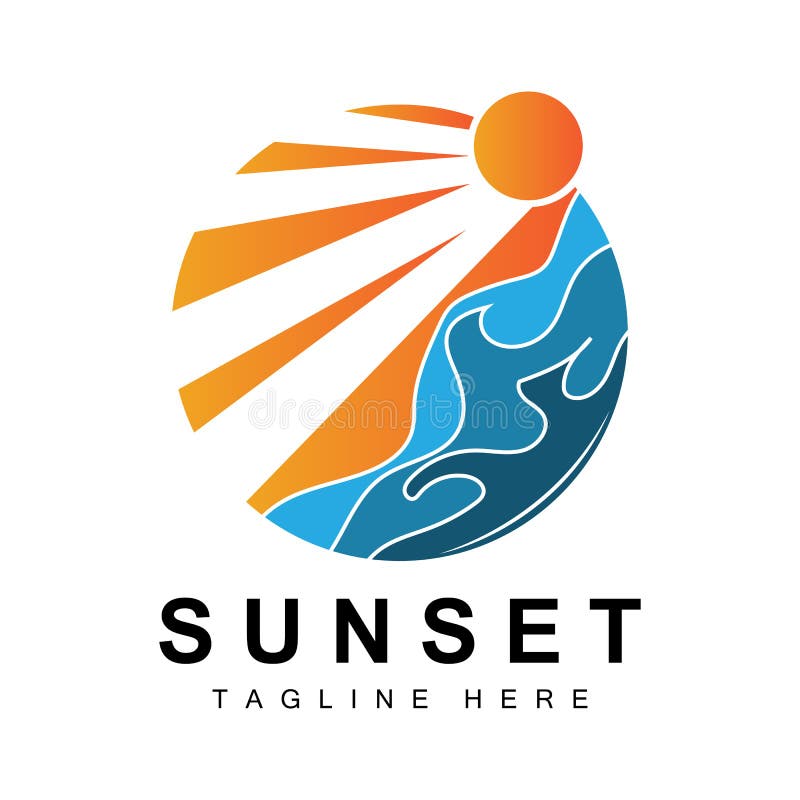 Sunset Beach Logo Design, Seascape Illustration, Red Day Vacation Spot ... Sunset Beach Logo Design, Seascape Illustration, Red Day Vacation Spot ...