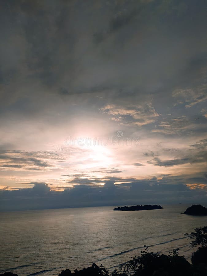 Sunset in Beach Maling Kundang in Sumatera Barat Stock Photo - Image of ...