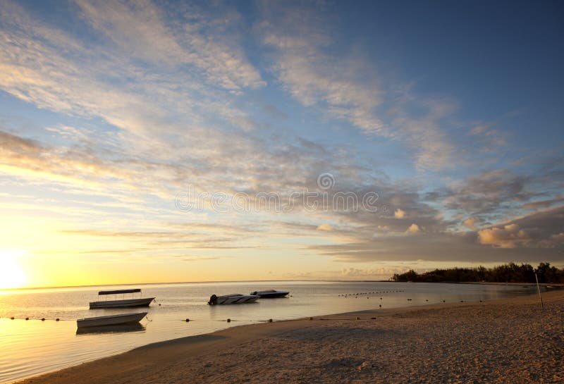 Sunset in Mauritius beach stock photo. Image of africa - 14321328