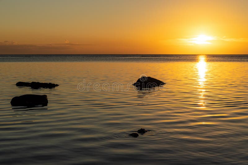 Sunset on the Beach on Mauritius Island Stock Photo - Image of nature ...