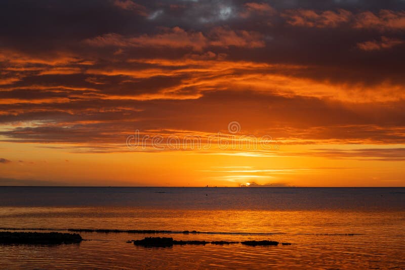 Sunset on the Beach on Mauritius Island Stock Image - Image of sunny ...