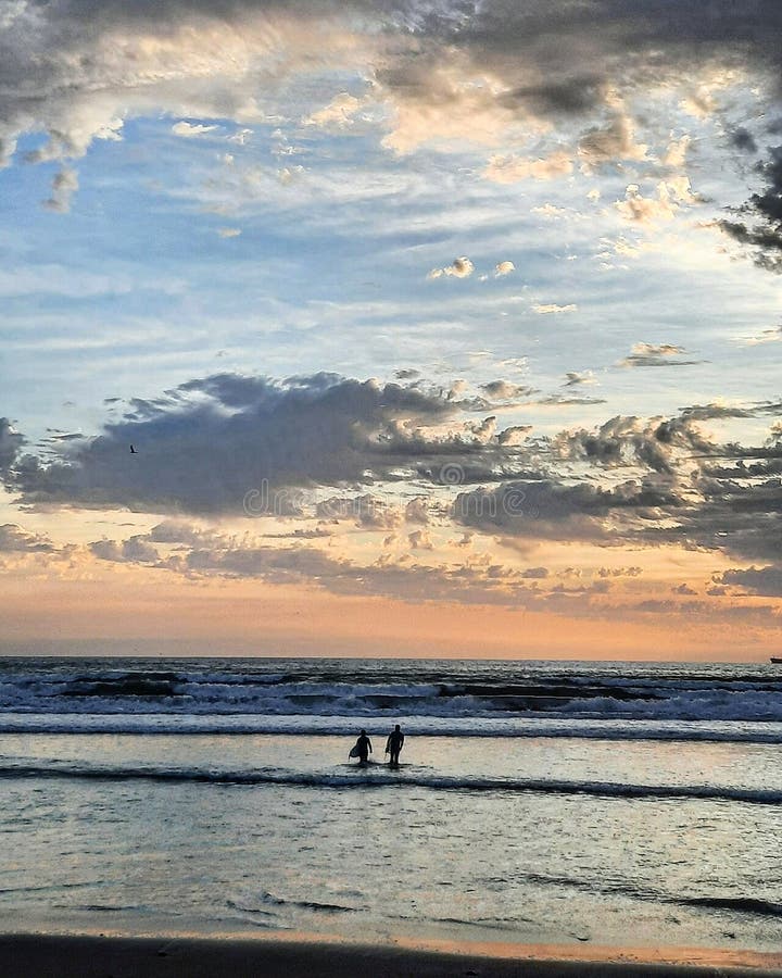 Sunset Beach Nature Sea Look Surf Stock Photo - Image of surf, horizon ...