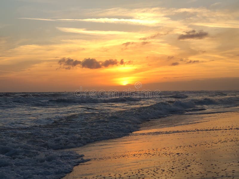 Sunset Beach Ocean Waves Sky Wave Water Clouds Stock Photo - Image of ...