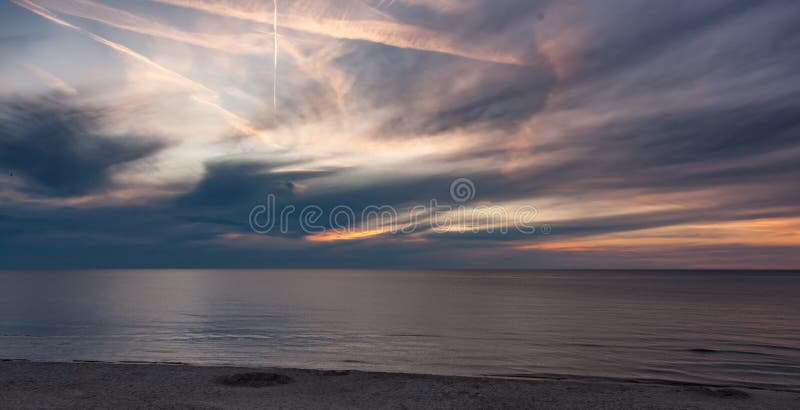 Sunset on the Beach, Polish Sea Baltic Stock Image - Image of coastline ...
