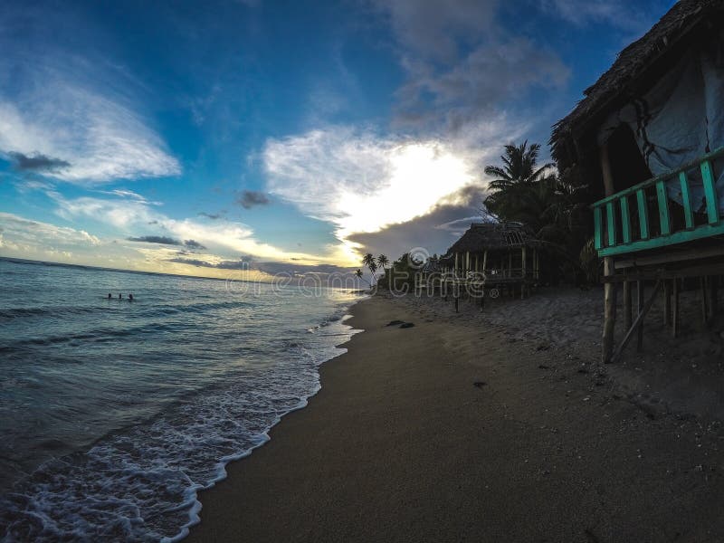 Sunset at the Beach in Samoa Stock Photo - Image of travelsolo ...