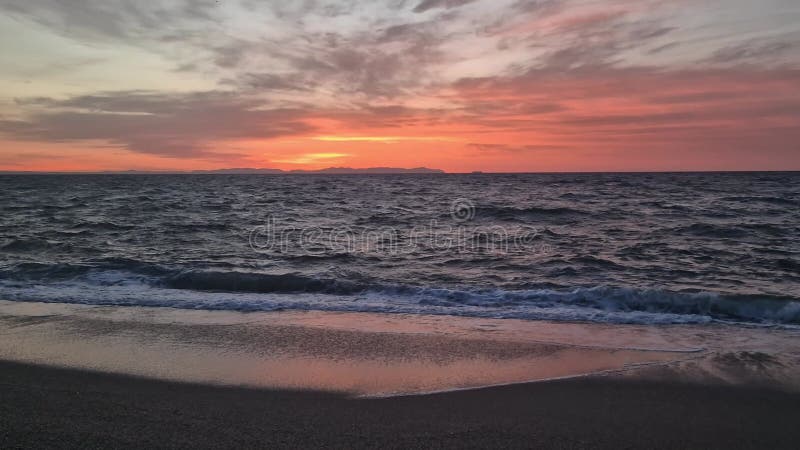 Sunset Beach Sand with Waves of Ocean Lapping on Sand Stock Video ...