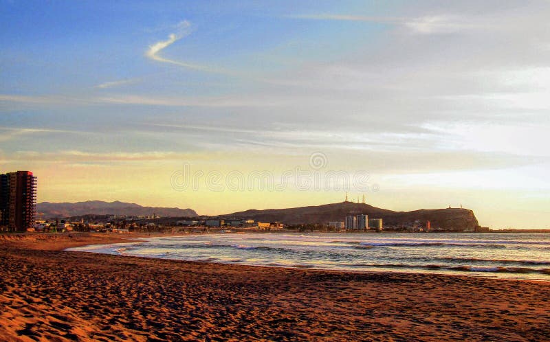Sunset Beach Sea Nature Look Stock Image - Image of morning, ocean ...