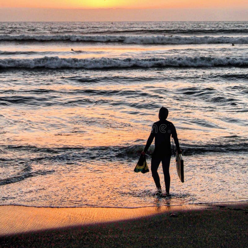 Sunset Beach Sea Surf Look Nature Editorial Stock Image - Image of ...