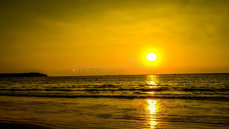 Sunset at the Beach Side with Water Waves Stock Photo - Image of beach ...