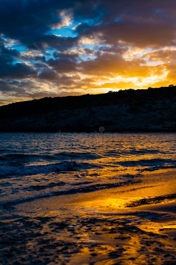 Burning Sunset in the Beach Stock Image - Image of relax, shore: 260150047