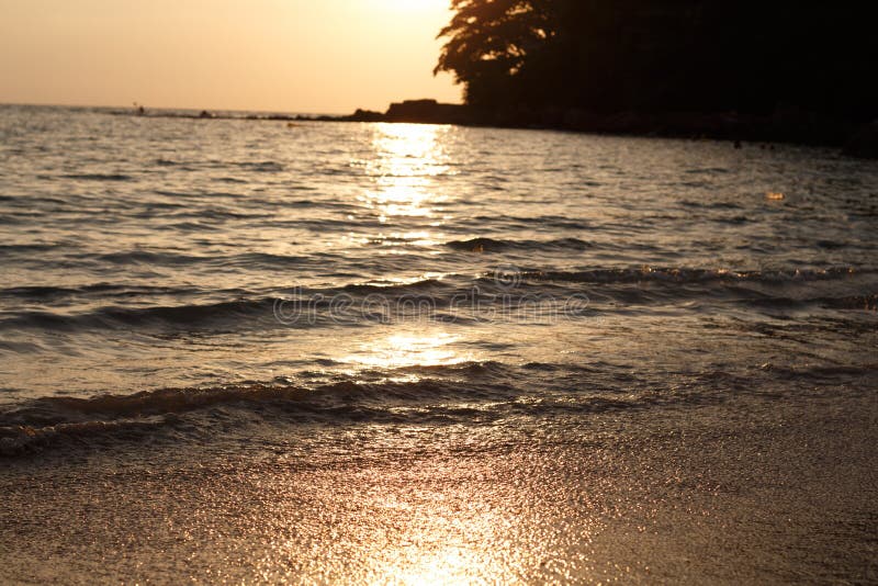 Sunset on the beach. stock photo. Image of water, coast - 90373628