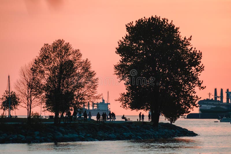 Sunset at Sunset Beach in Vancouver, BC, Canada Stock Photo - Image of ...