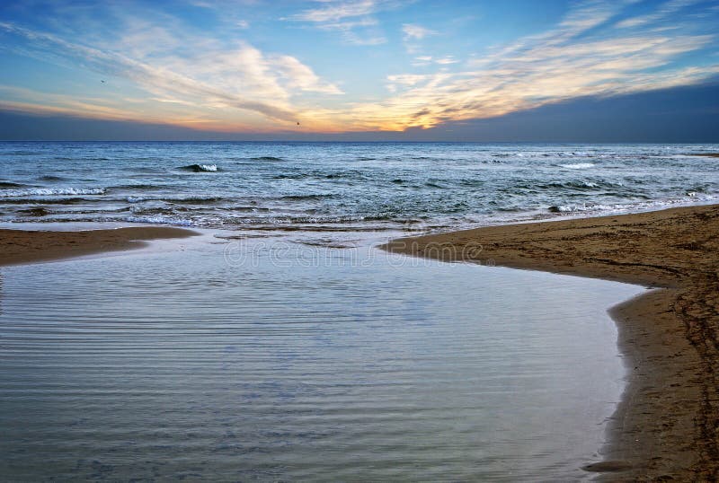 A Quiet Beach from a Cliff Top Stock Image - Image of deserted ...