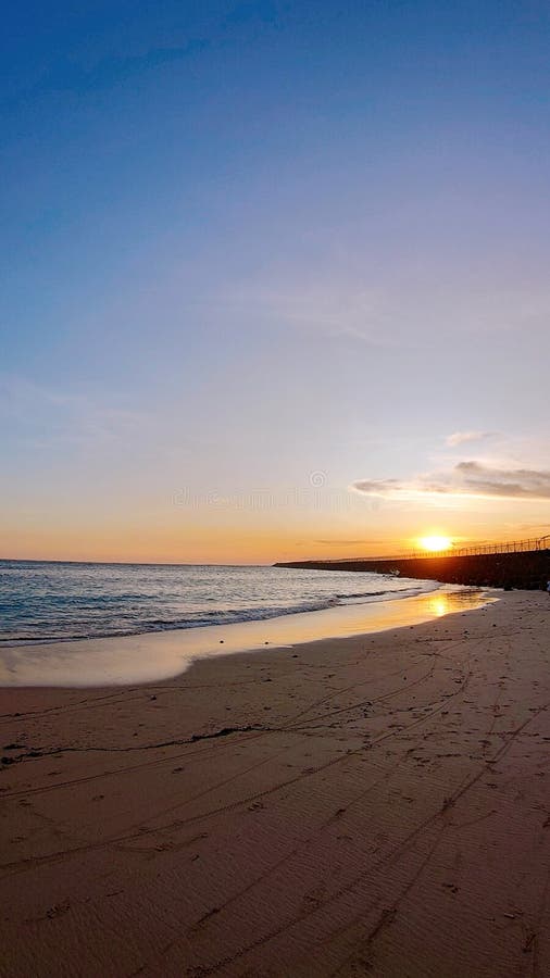 Sunset Beach View in Portrait Layout Stock Image - Image of space ...
