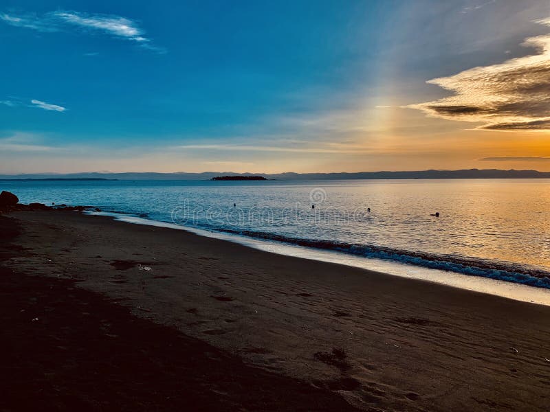 Sunset beach view stock image. Image of evening, dusk - 230700601