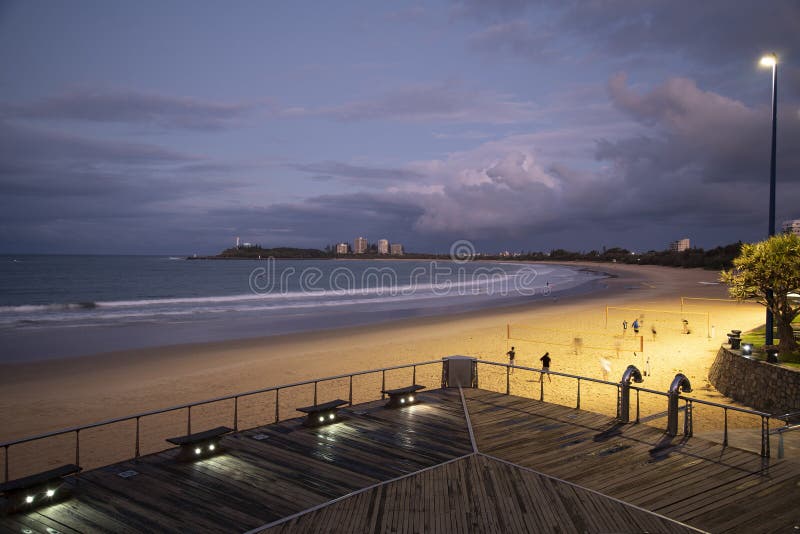 Sunset Beach Volleyball at Mooloolaba Stock Image - Image of volleyball ...