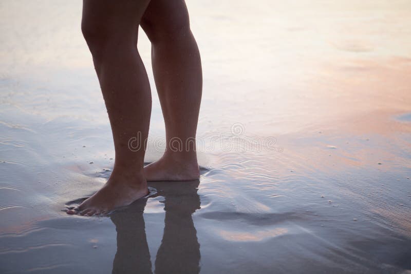 Sunset beach walk stock photo. Image of lady, edge, nature - 25287524