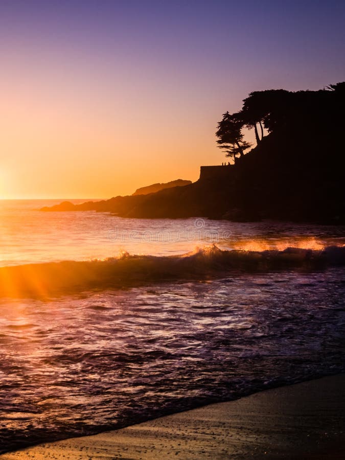 Sunset in the Beach of Zapallar in Chile Stock Photo - Image of ...