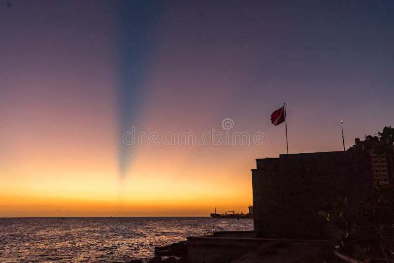 Sunset with beams and rays stock image. Image of caribbean - 89928707