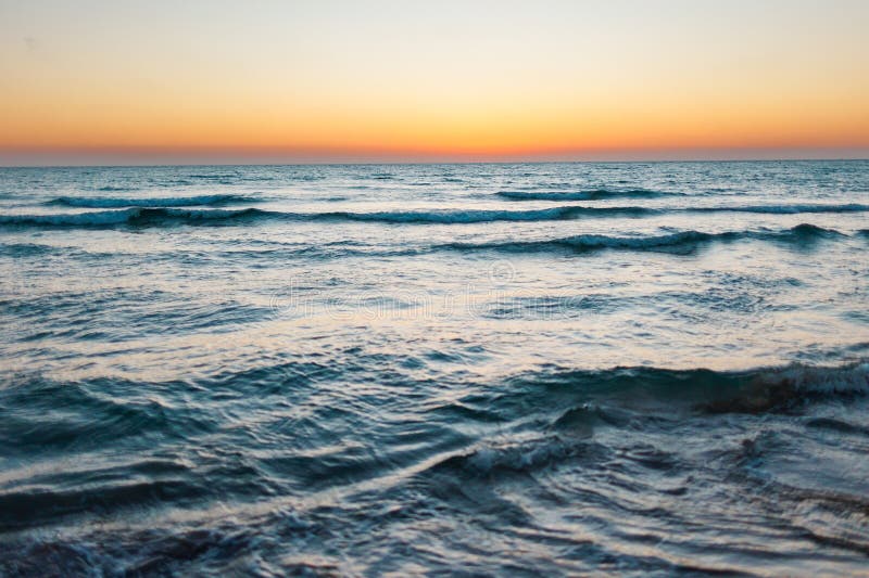 Sunset on a Beautiful Beach. Beach in Haifa, Israel Stock Photo - Image ...