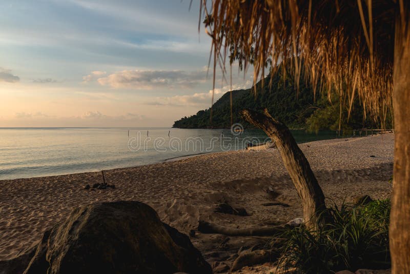 Sunset at Beautiful Empty Beach. Sunset Beach, Koh Rong Samloem Stock ...