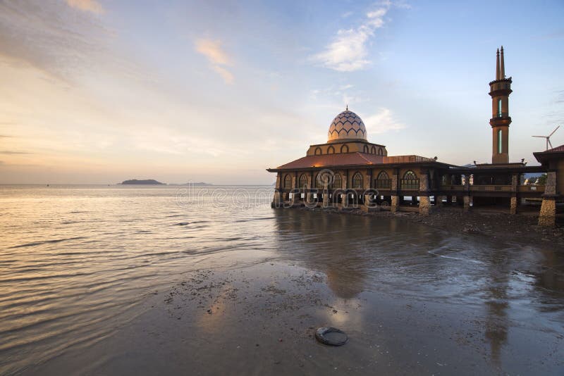 Beautiful Mosque stock photo. Image of water, sunset - 110152490