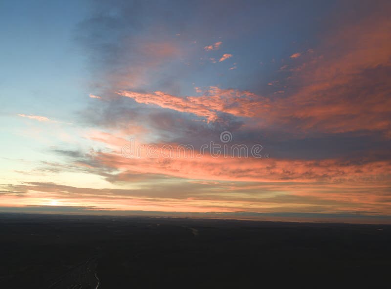 Sunset with Beautiful Red Sky and Clouds Stock Photo - Image of city ...
