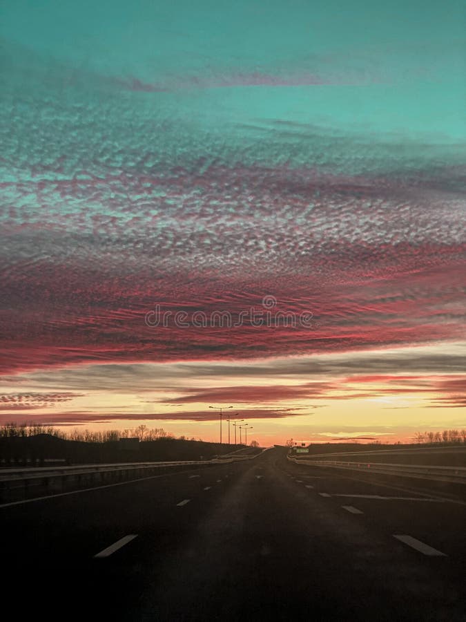 Sunset stock image. Image of beautiful, sunset, road - 194479837